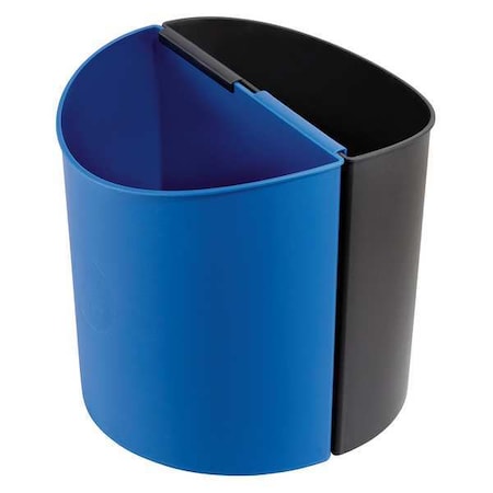 Safco 6 gal Half-Round Recycling Receptacle, Black/Blue, 13" Dia ...