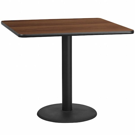 Flash Furniture Square Walnut Table Top, Square w/Round Base, 42 ...
