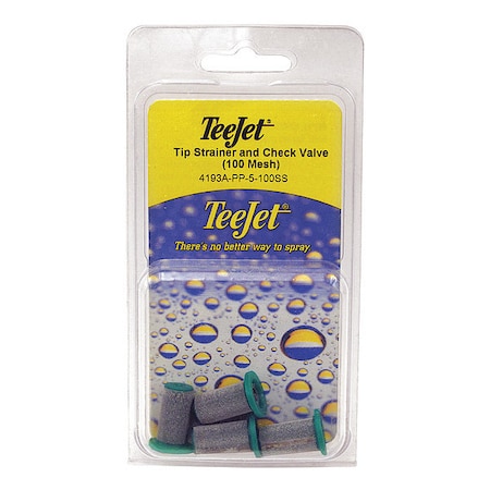 Teejet Check Valve Strainer, 100 Mesh, PK4 PK-4193A-PP-5-100SS | Zoro