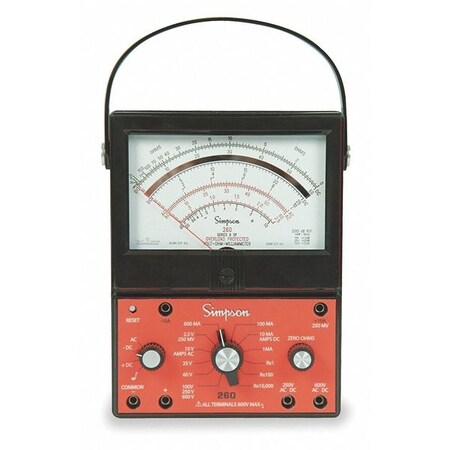 Simpson Electric Analog Multimeter, 600V, 10A, 200M Ohms 260-9SP | Zoro