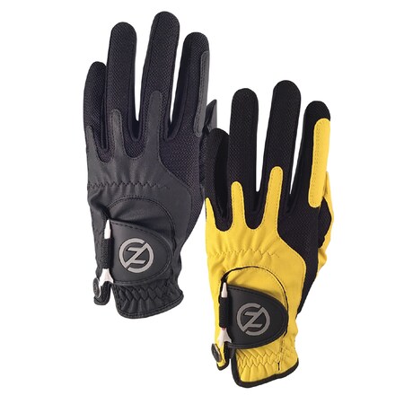 Zero Friction Men's Synthetic Performance Golf Glove, Black & Yellow ...