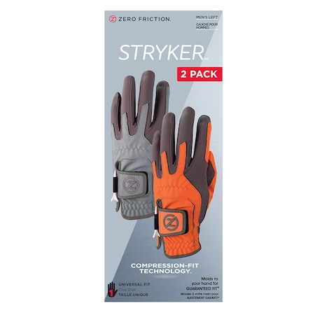 Zero Friction Men's Stryker Golf Glove, Grey/Orange, PK2 GL20001 | Zoro