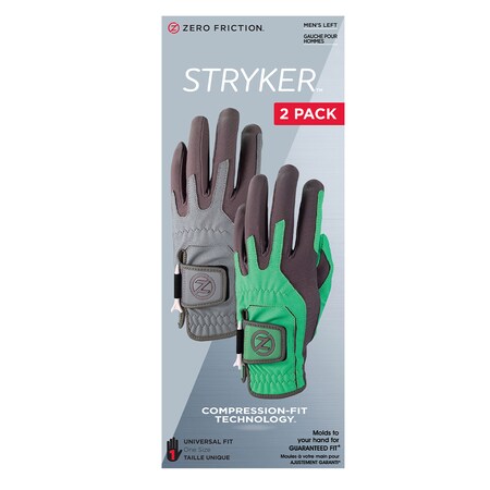 Zero Friction Men's Stryker Golf Glove, Grey/Lime, PK2 GL20003 | Zoro