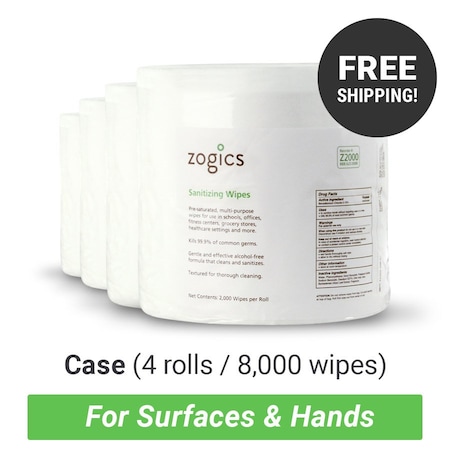 Zogics Sanitizing Wipes, 4PK Z2000-4 | Zoro