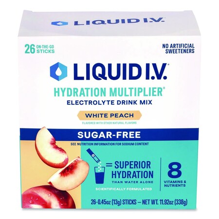 Liquidiv Sugar-Free Hydration Multiplier, White Peach, 26 Packets/Box ...