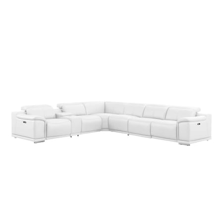 Homeroots White Leather Modular L Shaped Seven Piece Corner Sectional ...
