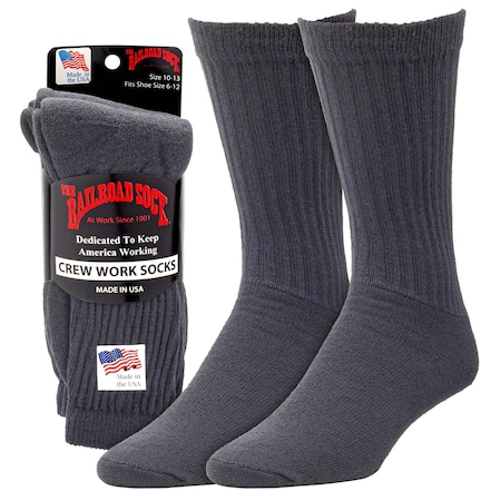 Railroad Sock Mens Crew Socks, 85% Cotton, 15% Nylon, Black, 6-12 M, 3 ...