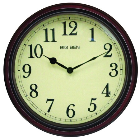 Westclox Classic Series Clock, Round, Woodgrain Frame, Plastic Clock ...