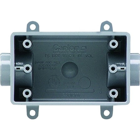 Carlon Switch Box, 1 -Gang, 2 -Outlet, PVC, Gray E981DFN-CTN | Zoro