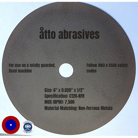 Atto Abrasives Ultra-Thin Sectioning Wheels 6"x0.020"x1/2" Non-Ferrous ...