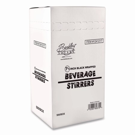 Berkley Square Wrapped Polypropylene Stirrers, 7.75in, Black, 500PK ...