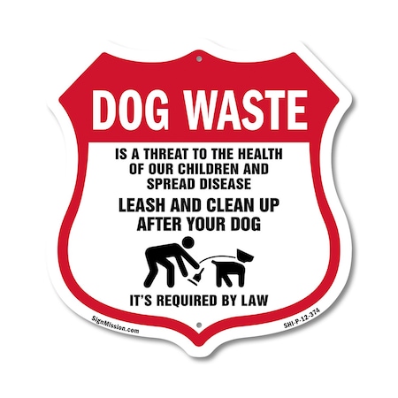 Signmission Dog Poop Shield Sign Dog Waste Is A Thre, 12 Inch X 12 Inch ...