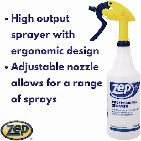 Zep 32 oz Professional Trigger Spray Bottle, Plastic, Blue/Gold/Clear ...