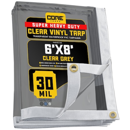 Core Tarps Tarp, 6 ft x 8 ft, 30 Mil, Gray, Polyethylene, UV Resistant ...
