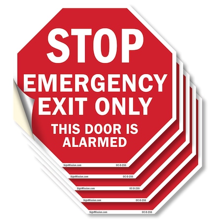 Signmission Exit Sign, Vinyl Decal, 6 in W, 6 in H OC-D-5PACK-6-255 | Zoro