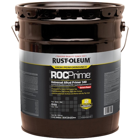 Rust-Oleum ROCPrime Universal Alkyd Primer 340, Gray, Flat, 5 Gallon ...