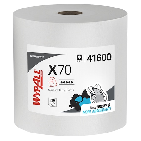 Wypall Dry Wipe Roll, White, Roll, Hydroknit, 12 1/2 in x 13 1/2 in ...