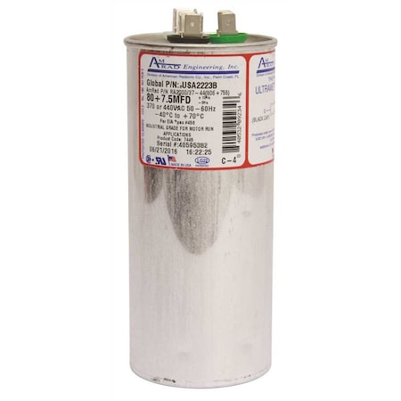 Amrad Engineering ROUND USA-MADE MOTOR RUN CAPACITOR, 80/7.5 MFD, 370/ ...