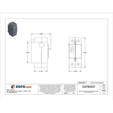 EATON 50A, 2 pole Miniature Circuit Breaker, GHB, 277/480V AC, - GHB2050