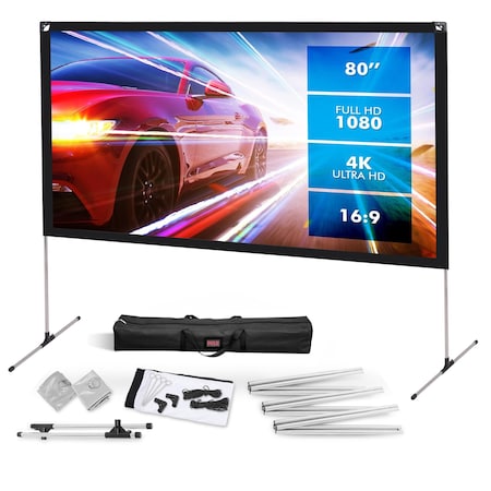 Pyle Pyle Projector Screen with Stand, 80" 16:9 HD 4K, Lightweight ...