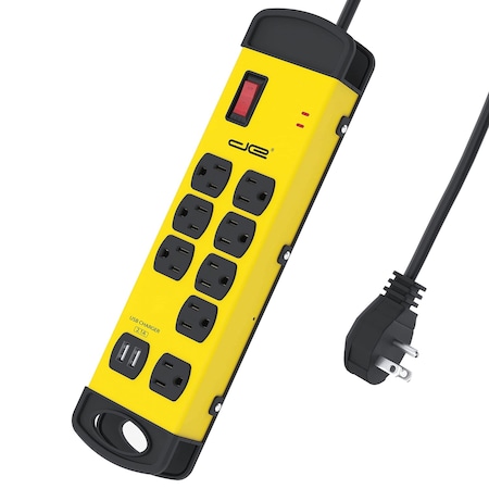 Digital Energy 8-Outlet Metal Surge Protector Power Strip with 2 USB ...