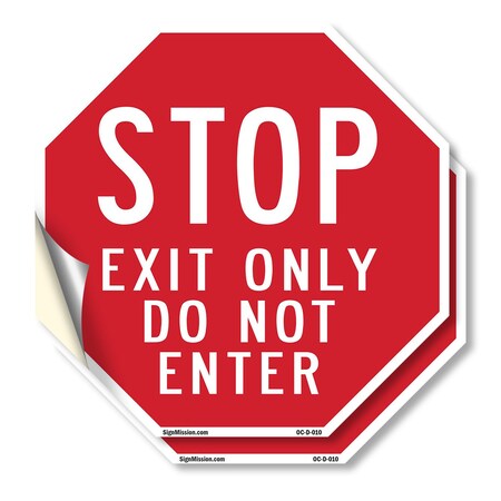 Signmission Stop Exit Only Do Not Enter, 4 inch X 4 inch, Vinyl Decal ...