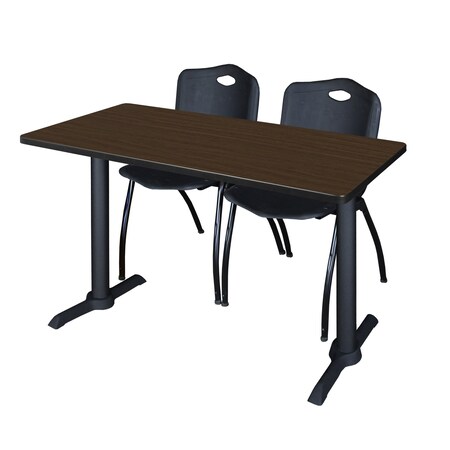 Regency Cain T-Base Training Seminar Table W/ 2 M Stack Chairs, 48 in W ...