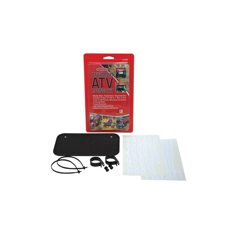 Hardline ATV License Plate Kit - Black Plate/White Letters 2341B | Zoro