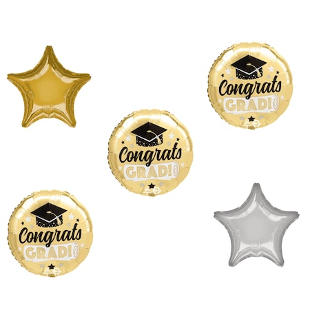 Loonballoon Graduation Grad Theme Balloon Set, 3x pcs Standard Congrats ...