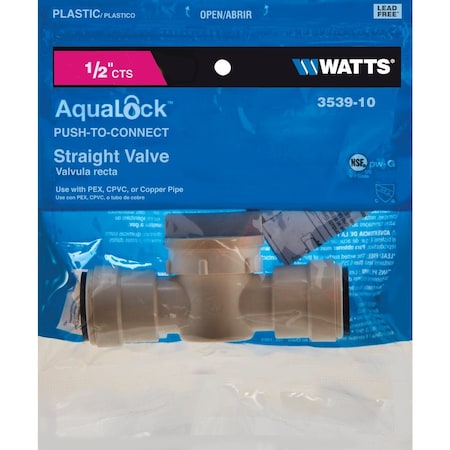 Watts 1/2'' CTS X 1/2'' QC Plastic Push Valve 3539-10 | Zoro