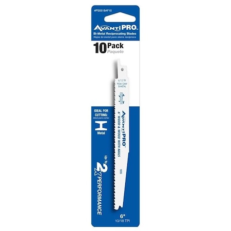 Avanti Pro Reciprocating Saw Blade, 2 in W, 6 in L, 10/18 TPI ...