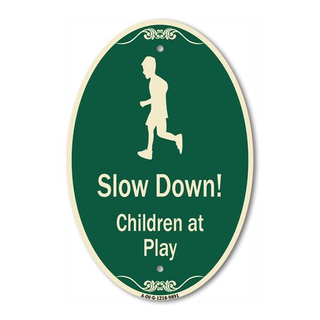Signmission Slow Down Children At Play Green & Tan, 12 Inch X 18 Inch ...