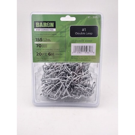 Baron Mfg CHAIN LOOP DOUBLE ZN NO1X20FT 45960 | Zoro