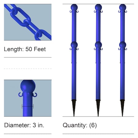 Mr. Chain Blue Heavy Duty Ground Poles and Chain Kit 70506-6 | Zoro