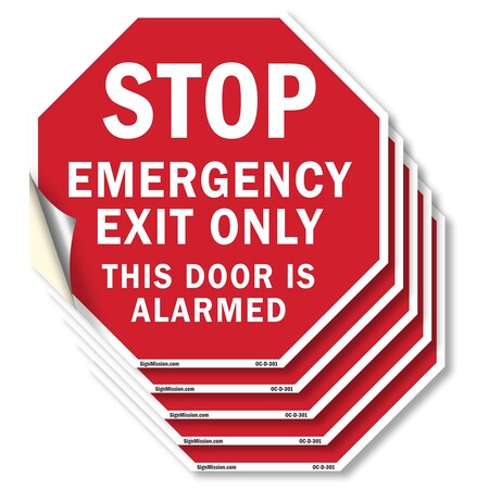 Signmission Stop Emergency Exit Only This Door, 4 inch X 4 inch, Vinyl ...