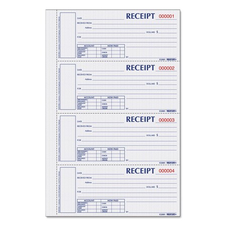 Rediform Durable Hardcover Numbered Money Receipt Book, 4 Forms/Sheet ...