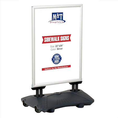 M&T Displays 22x28 Inch Poster Sign Holder Aluminum WindPro Lite Silver ...
