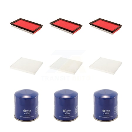 Pur 3x Air + 3x Cabin + 3x Engine Oil Filter 9 Total Kit For Nissan ...