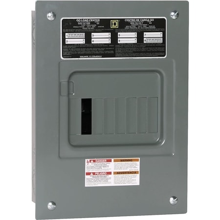 SQUARE D QO Load Center 100A, 6, 120/240V AC, Fixed Main Lug ...