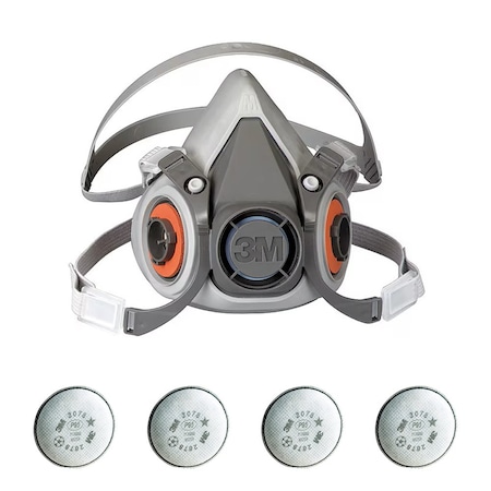 3M Half Mask Respirator Kit: Includes 4 Filters, Nuisance Acid Gas ...