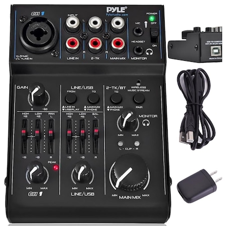 Pyle Pyle 3-Channel Bluetooth Audio Mixer - DJ Sound Controller, USB ...