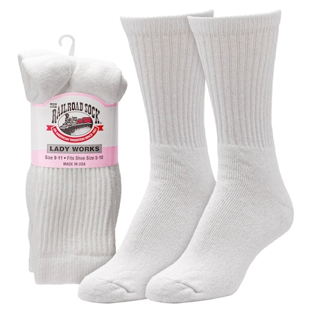 Railroad Sock Women's Crew Socks, Size 5-10, White, 3PK 631 | Zoro