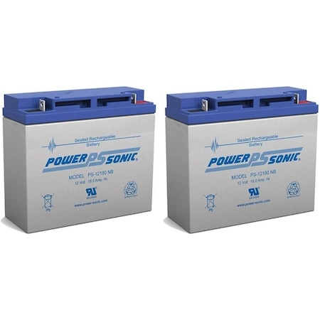 Power-Sonic PS-12180 NB 12V 18Ah AGM Rechargeable Battery, 2PK PS-12180 ...
