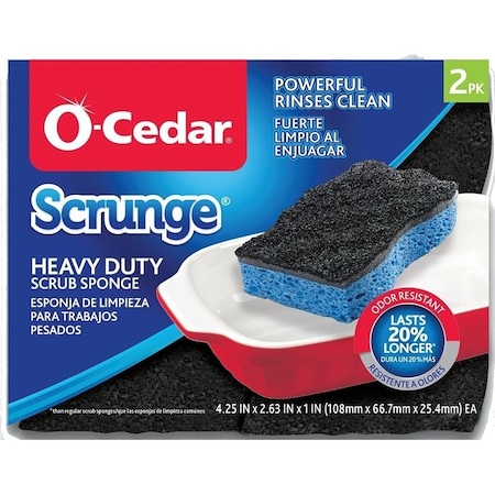O-Cedar Scrunge Heavy-Duty Sponge, 7-1/2 in L, 5 in W, Blue 148377 | Zoro