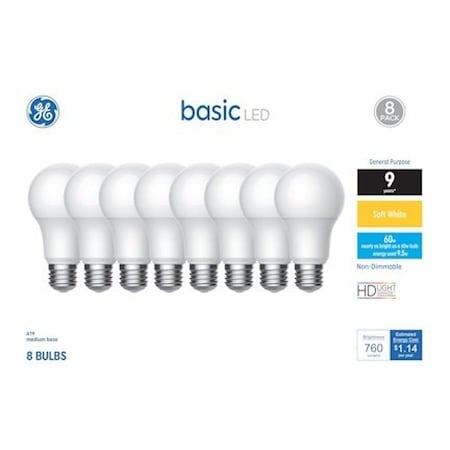 Ge Basic Series Light Bulb, General-Purpose, A19 Lamp, 60 W Equivalent, E26 Medium Lamp Base ...