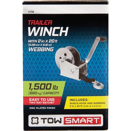 Towsmart Manual Trailer Hand Winch 1500 Lb. Capacity 776 | Zoro