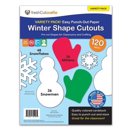 Freshcut Crafts Punch Out Paper Cutouts, Winter Shapes, 120-Piece Set ...