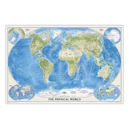 National Geographic World Physical Map, Laminated, 45.75'' x 30.5 ...