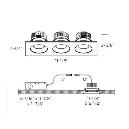 Dals Lighting Triple Gbr35 Gimbal Downlight GBR35-CC-TRIO-BK | Zoro