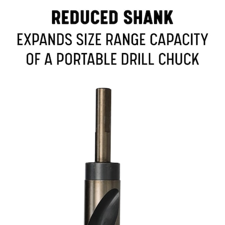 Drill America 1" HSS Black & Gold Drill Bit with Reduced 1/2" 3-Flat ...
